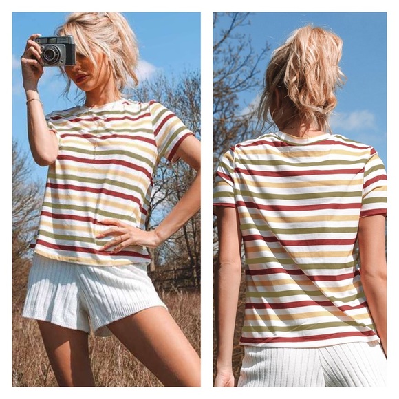SHEIN | Tops | Shein Striped 9s Retro Relaxed Tshirt Top Tee S | Poshmark